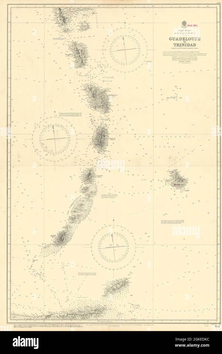 Windward Islands Barbados St Lucia Vincent ADMIRALTY chart 1886 (1952 ...