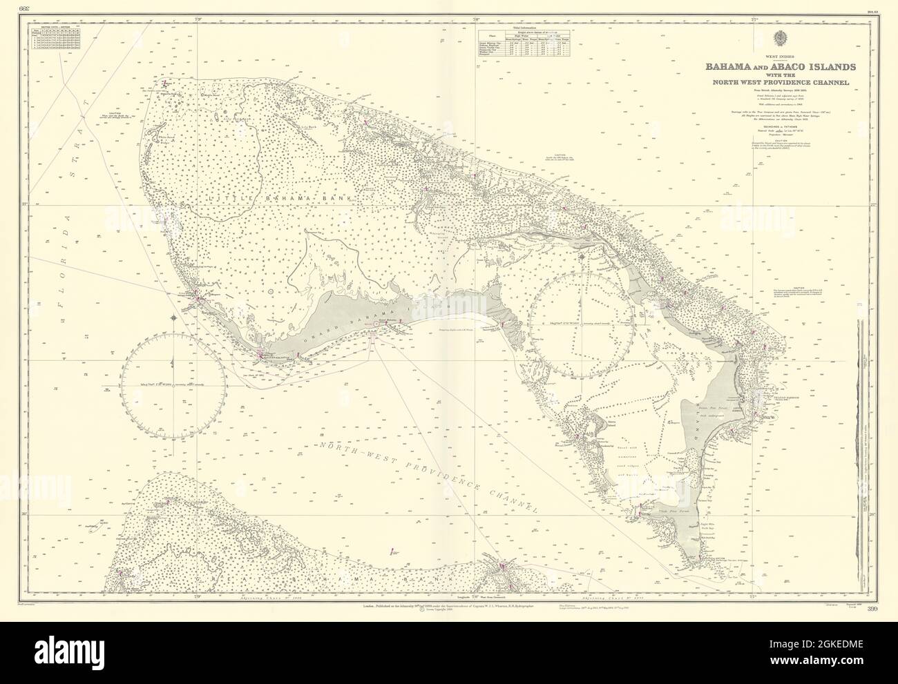 Grand Bahama & Great Abaco Islands. Bahamas. ADMIRALTY sea chart 1886 ...