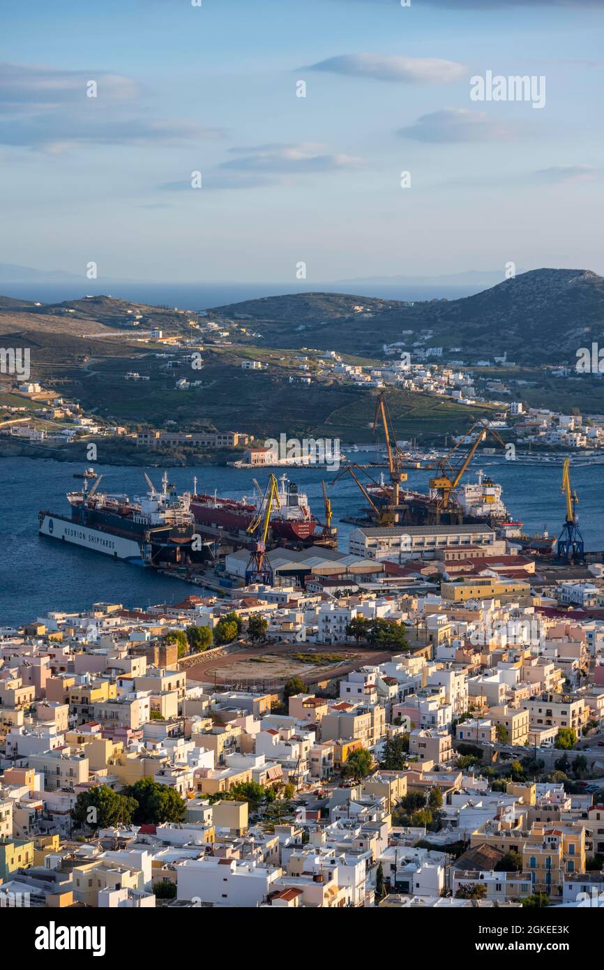 Shipyard and port of Syros, Syros, Cyclades, Greece Stock Photo - Alamy