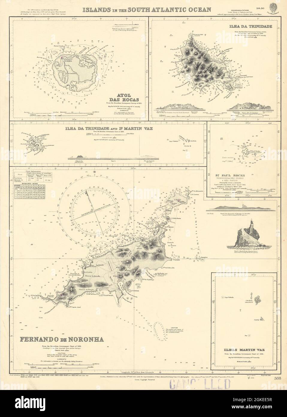 Brazil South Atlantic Islands Fernando Noronha ADMIRALTY chart 1913 ...