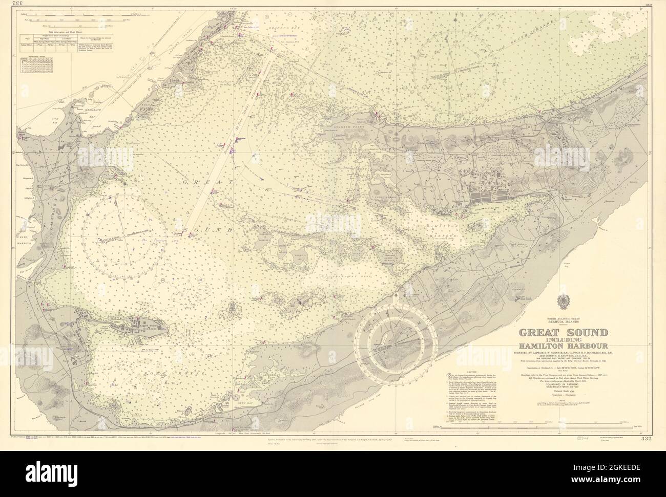 Bermuda Great Sound. Hamilton Harbour ADMIRALTY sea chart 1941 (1956 ...