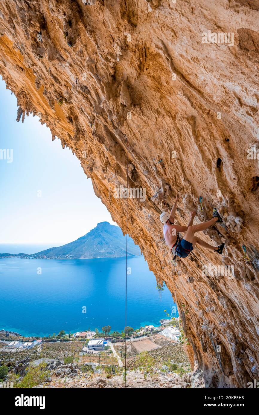 Grande Grotta, Armeos sector, lead climbing, sport climbing, Kalymnos ...