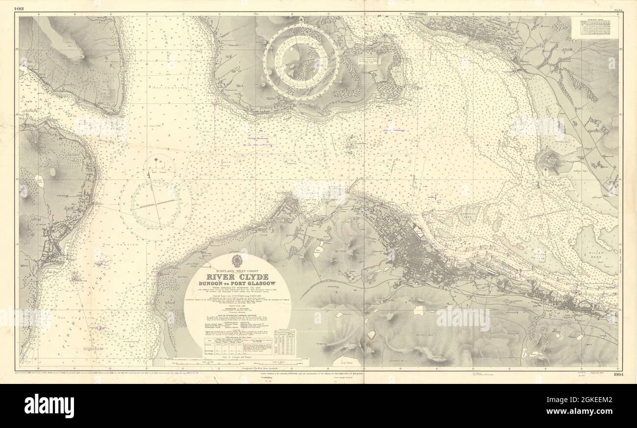 River Clyde. Greenock. Dunoon-Port Glasgow. ADMIRALTY sea chart 1943 ...