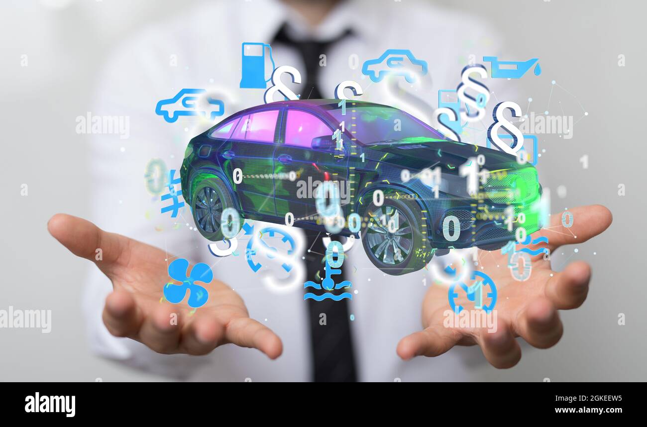 3d rendering of a car insurance concept with law paragraph symbols and ...