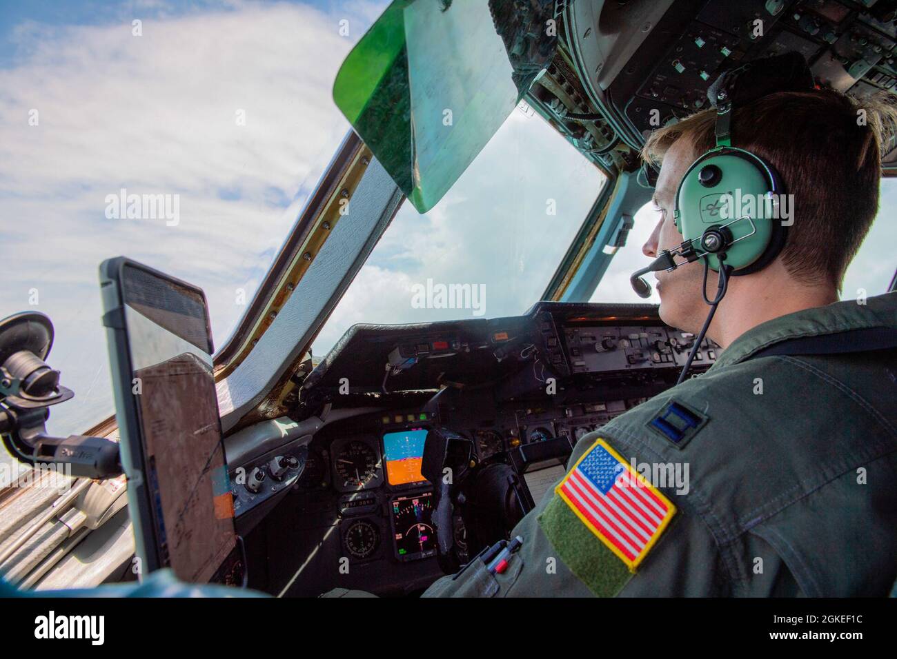 U.S. Air Force Captain Phil Booth, a KC-10 Extender pilot with the 76th ...