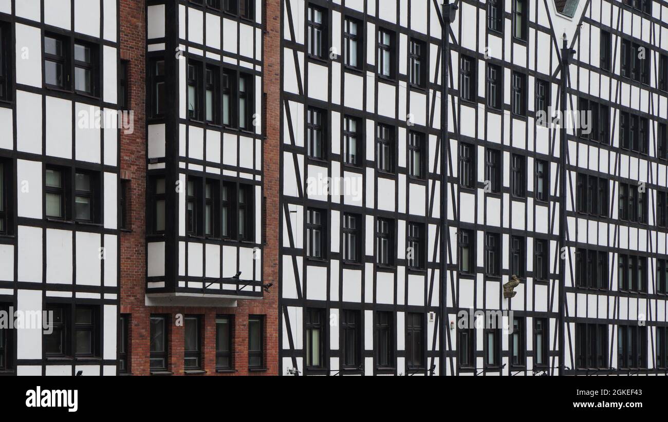 A line of squares and rectangles in a building in Gdynia, Poland Stock ...