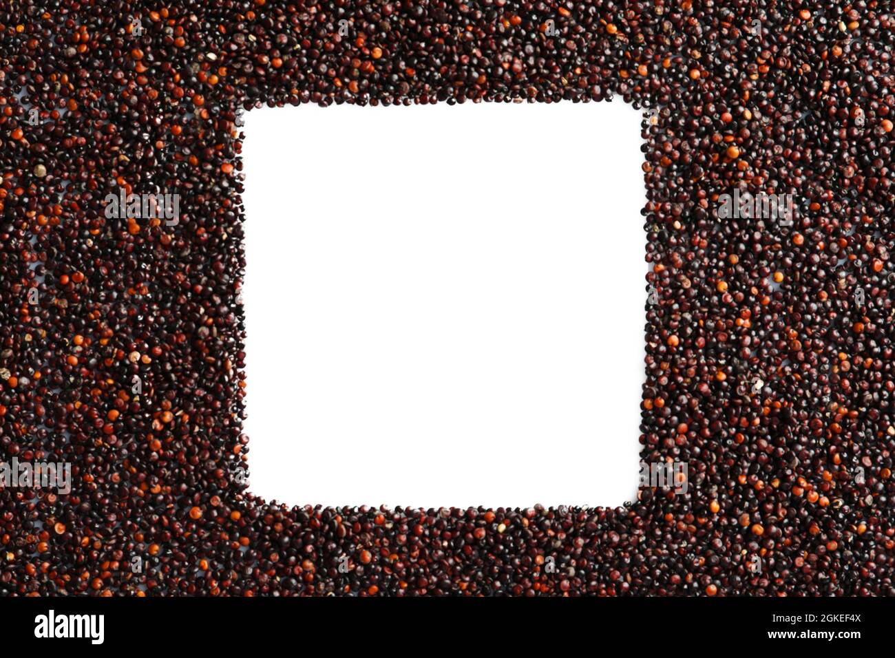 Square frame made of organic quinoa seeds on white background Stock ...
