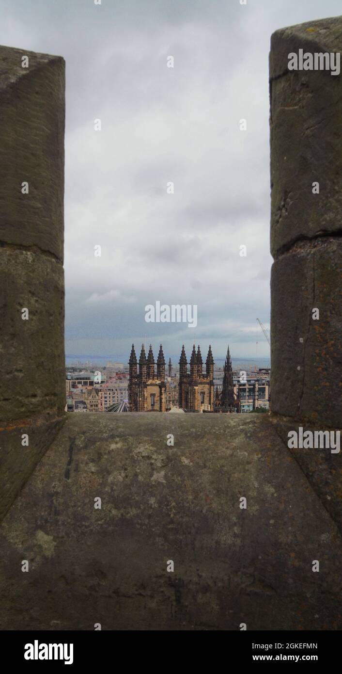 sharp vertical and pointed lines from buildings in Edinburgh, Scotland ...