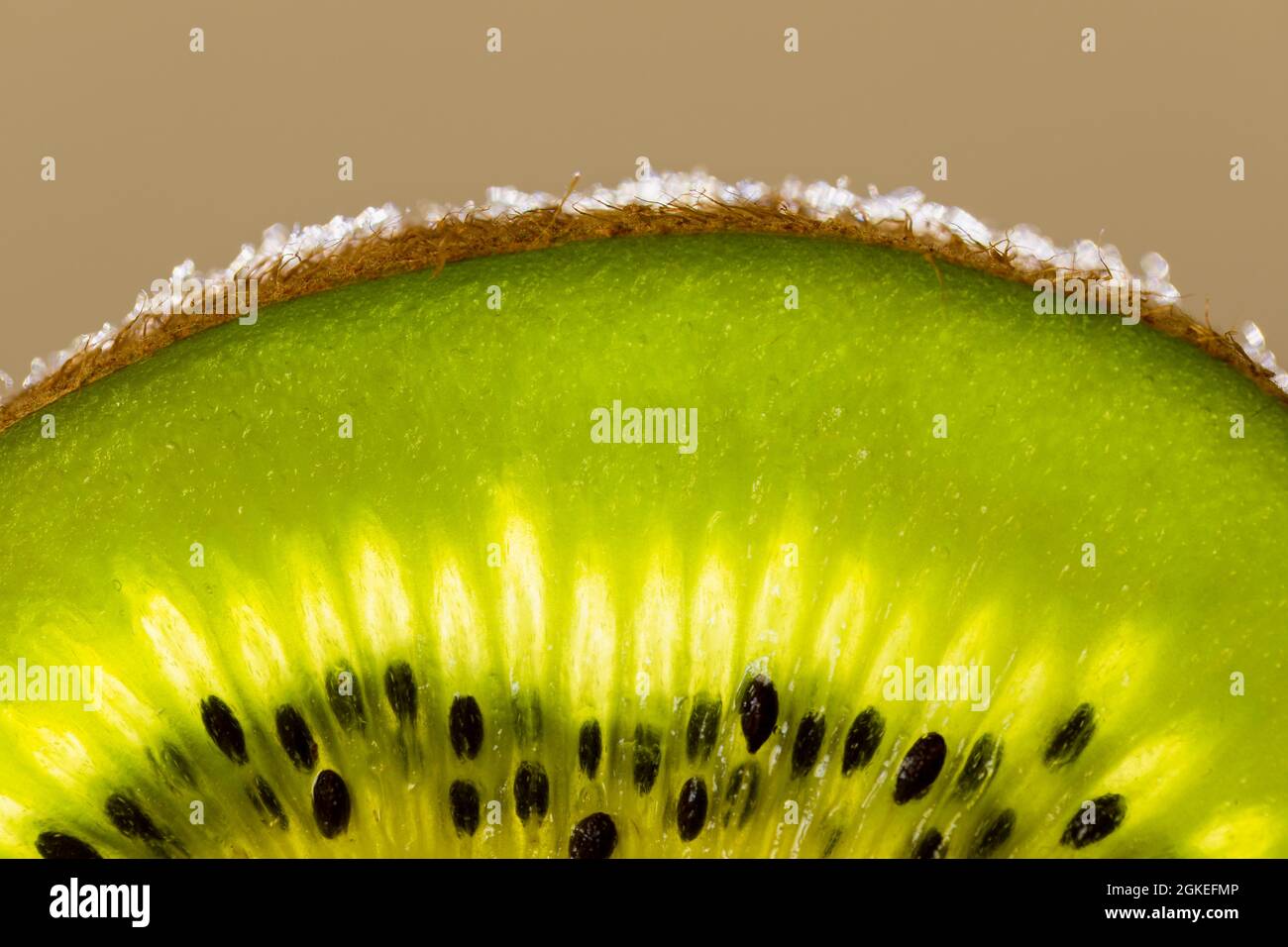 ripe kiwi - cross-section of the fruit, macro close-up Stock Photo - Alamy