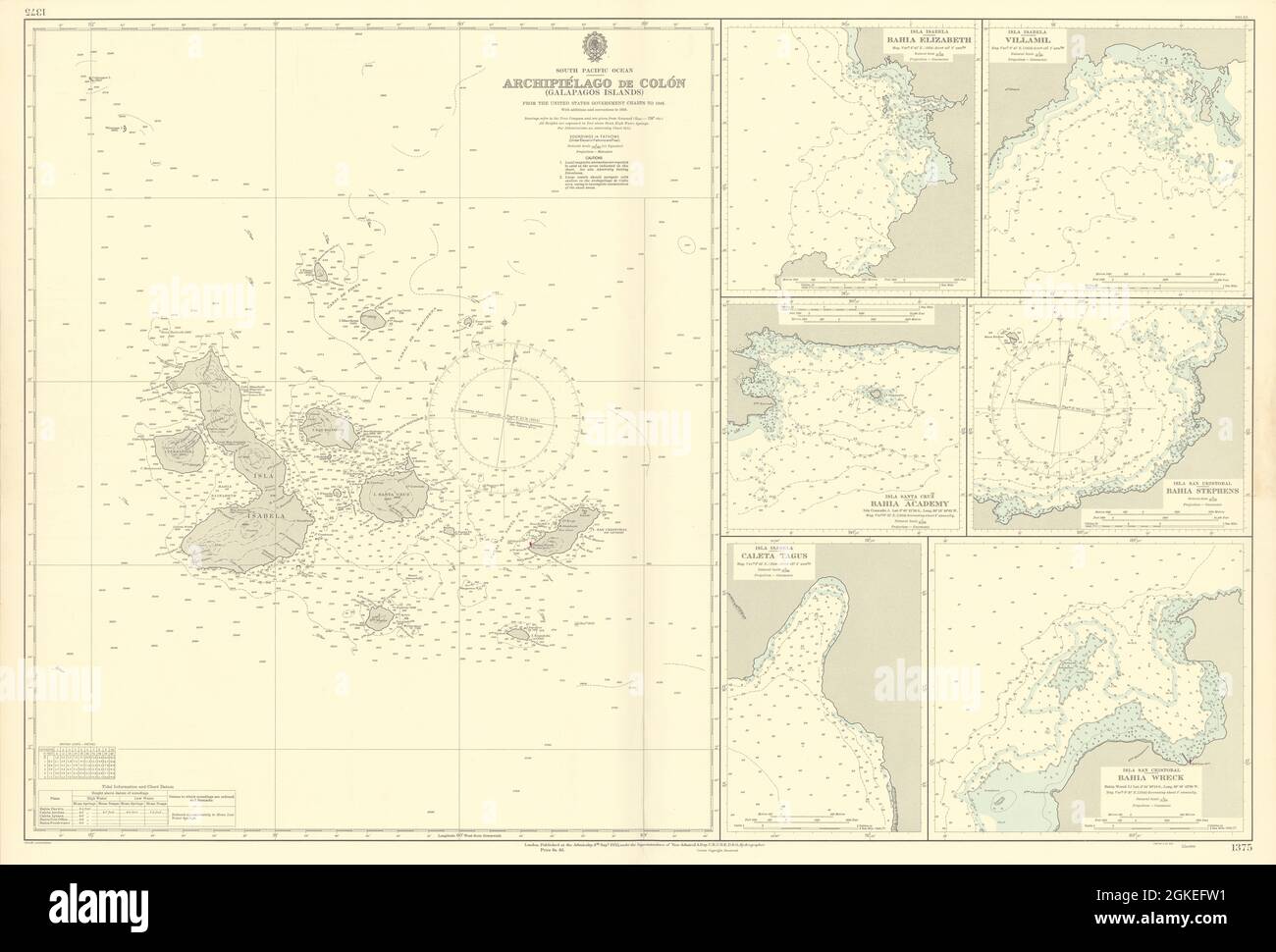 Archipiélago de Colón Galapagos Islands Anchorages. ADMIRALTY sea chart ...