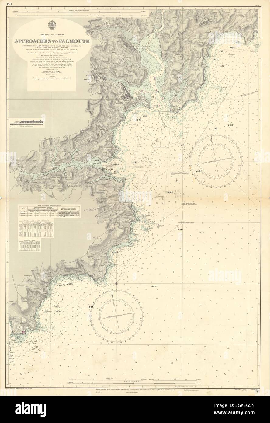 Falmouth approach Lizard Carrick Roads Cornwall ADMIRALTY chart 1943 ...