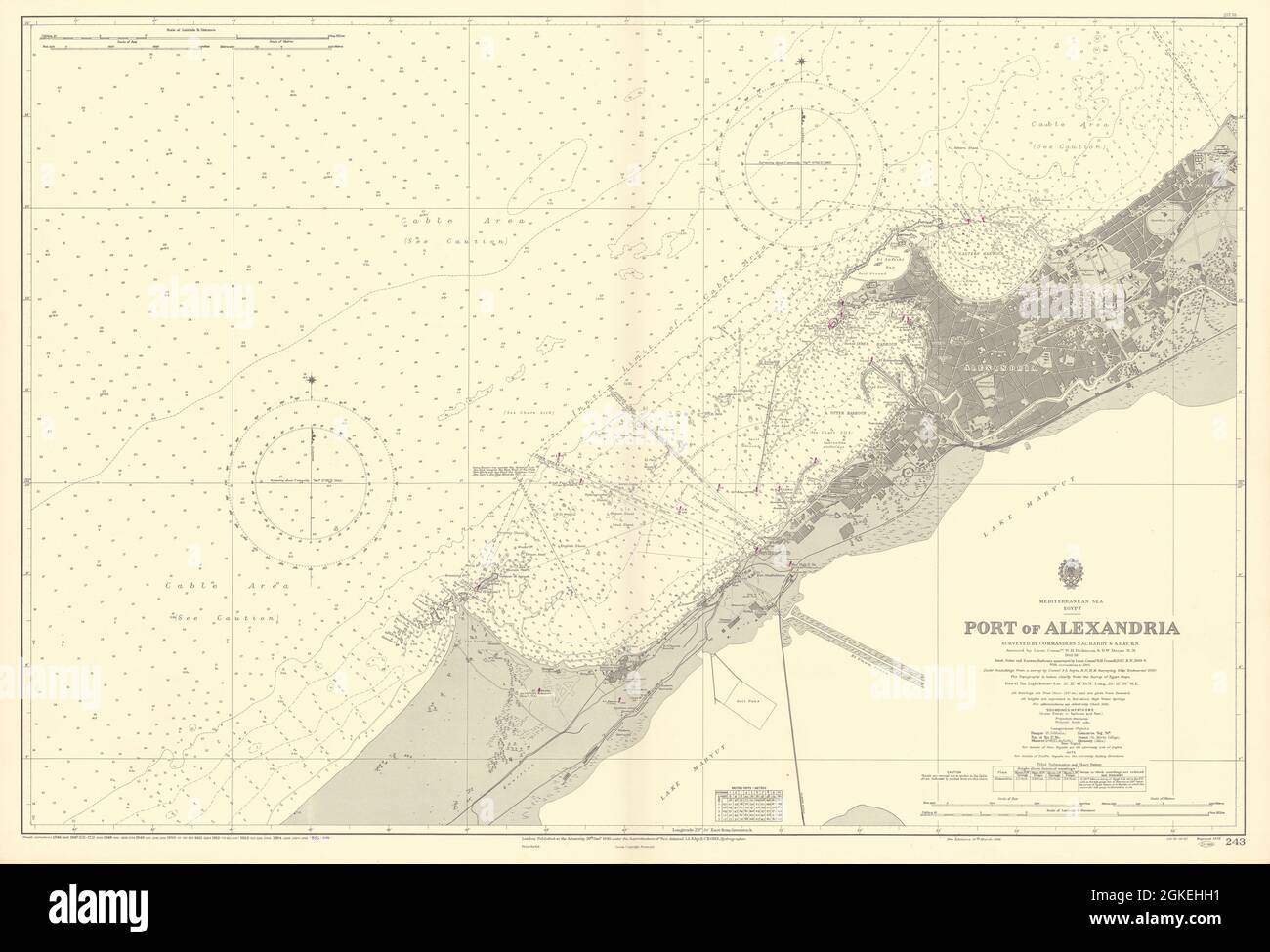 Port of Alexandria, Egypt. Mediterranean. ADMIRALTY sea chart 1940 ...