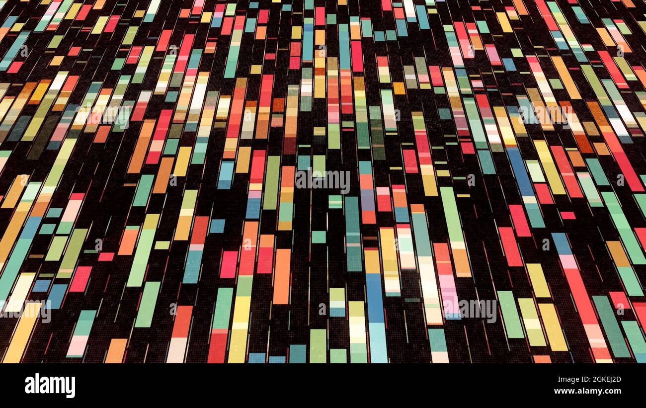 Abstract colorful different segments flowing on black background ...