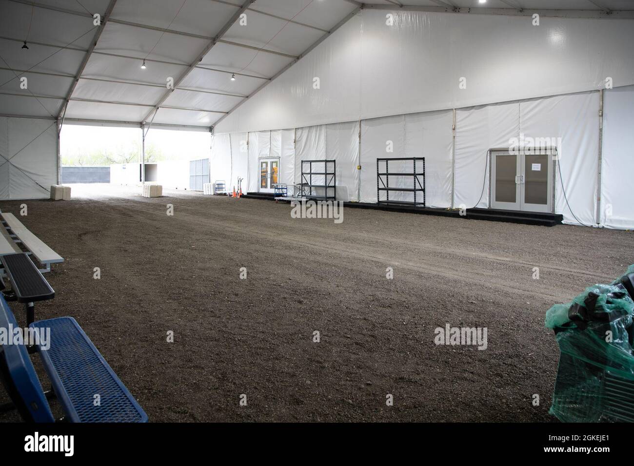 The entrance to the intake area of the temporary processing facility in ...