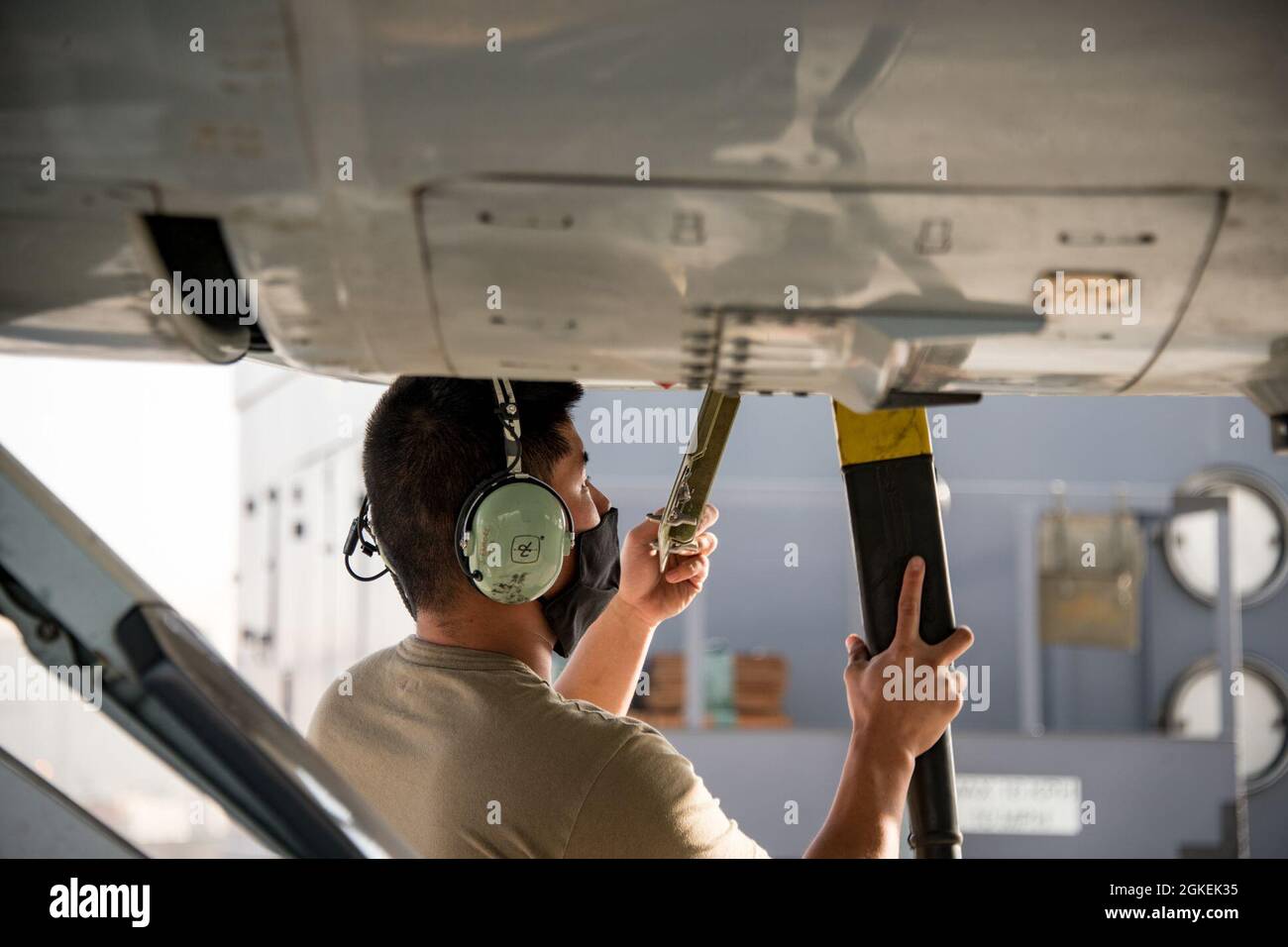 U.S. Air Force Airman Joshua Elmore, a crew chief for the 379th ...