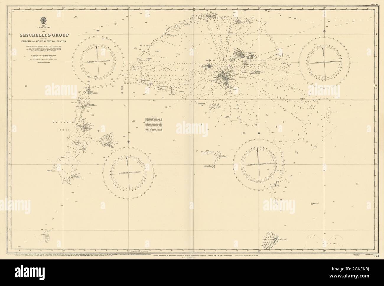 Seychelles including Amirante. Indian Ocean. ADMIRALTY sea chart 1875 ...