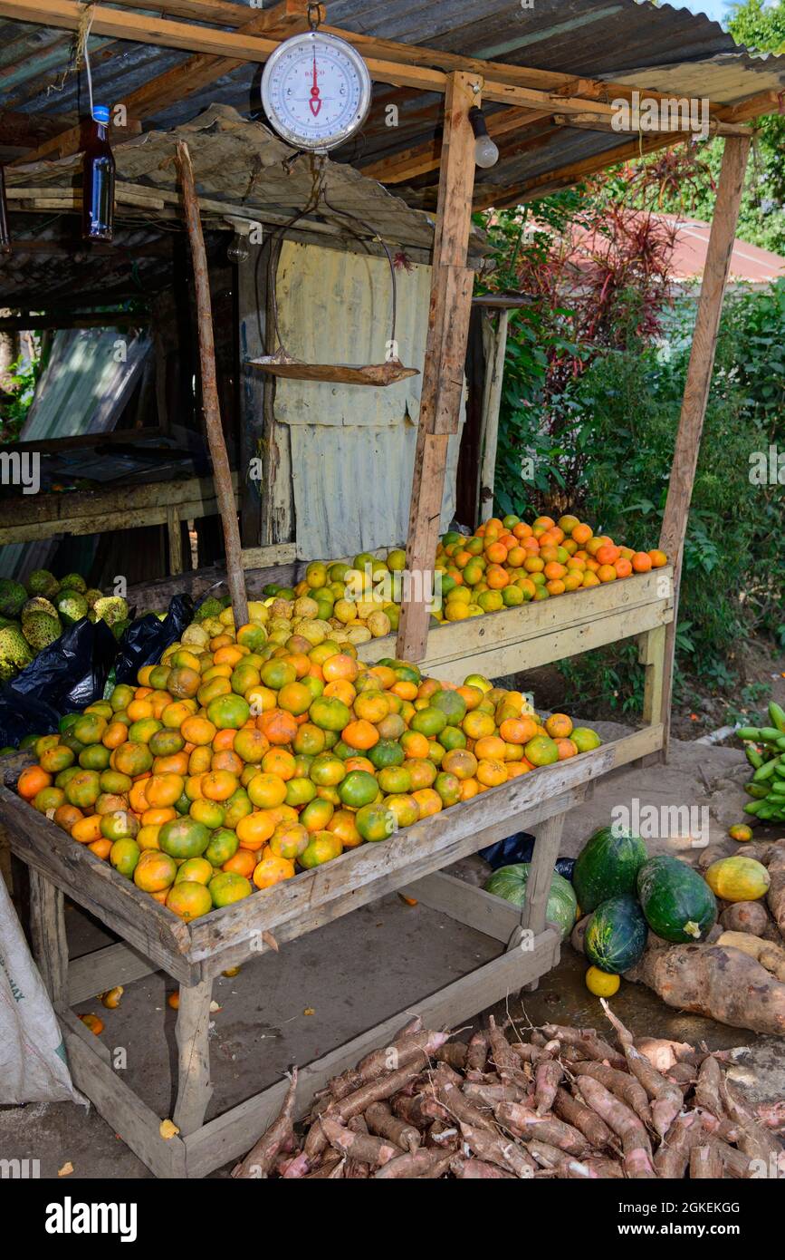 Fruit stand at El Seibo, Caribbean, America, Dominican Republic Stock ...