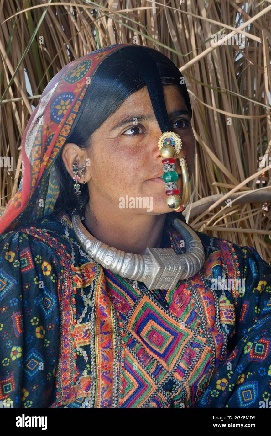Dhaneta jat woman wearing the Nathli gold nose ring, Madhari group ...