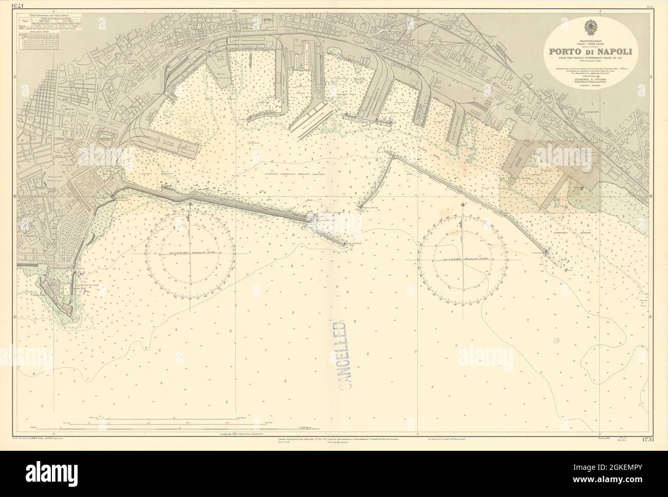 Port di Napoli. Naples, Italy. ADMIRALTY sea chart 1937 (1955) old ...