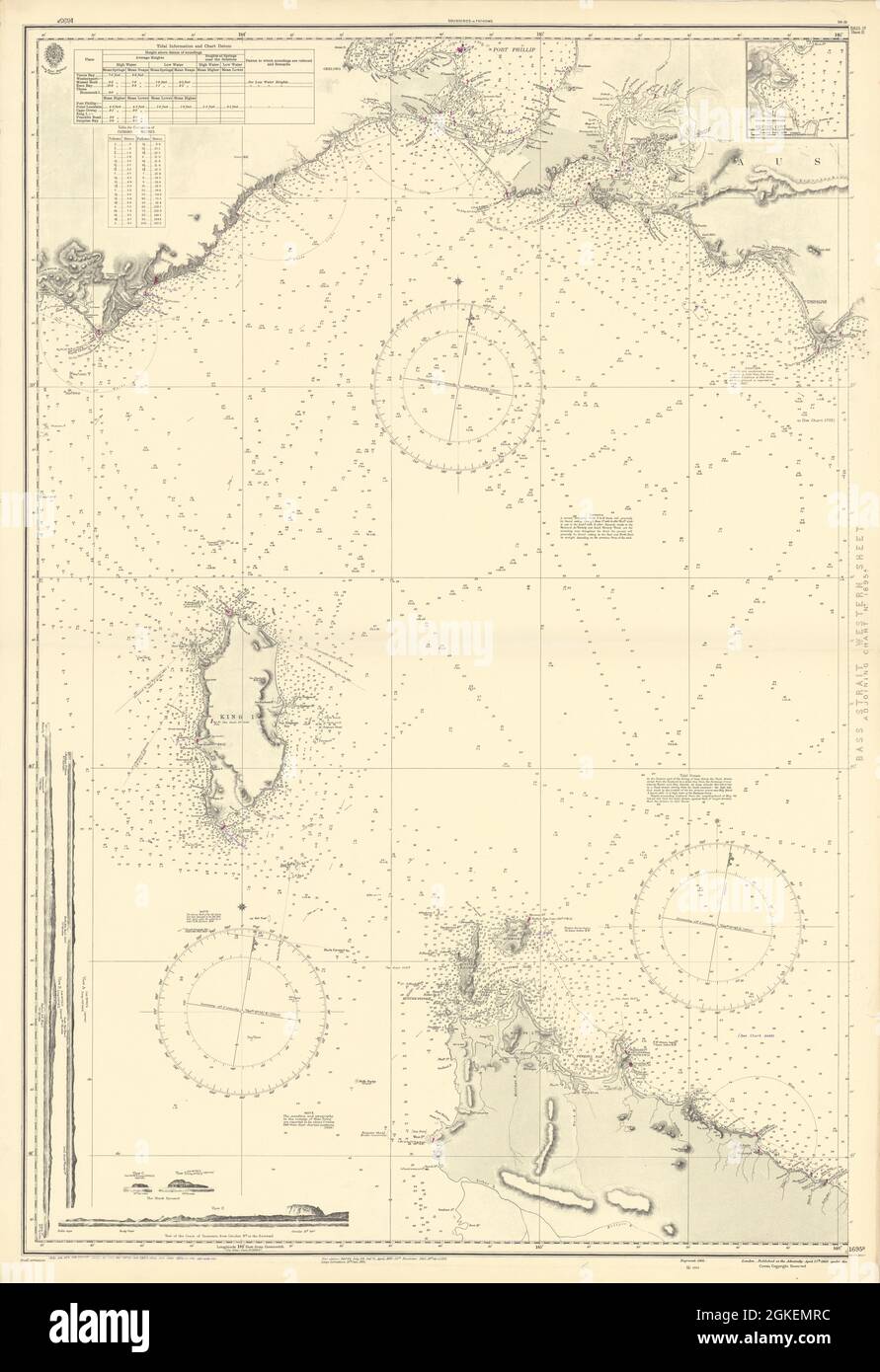 Bass Strait West. King Island. Australia. ADMIRALTY sea chart 1868 ...
