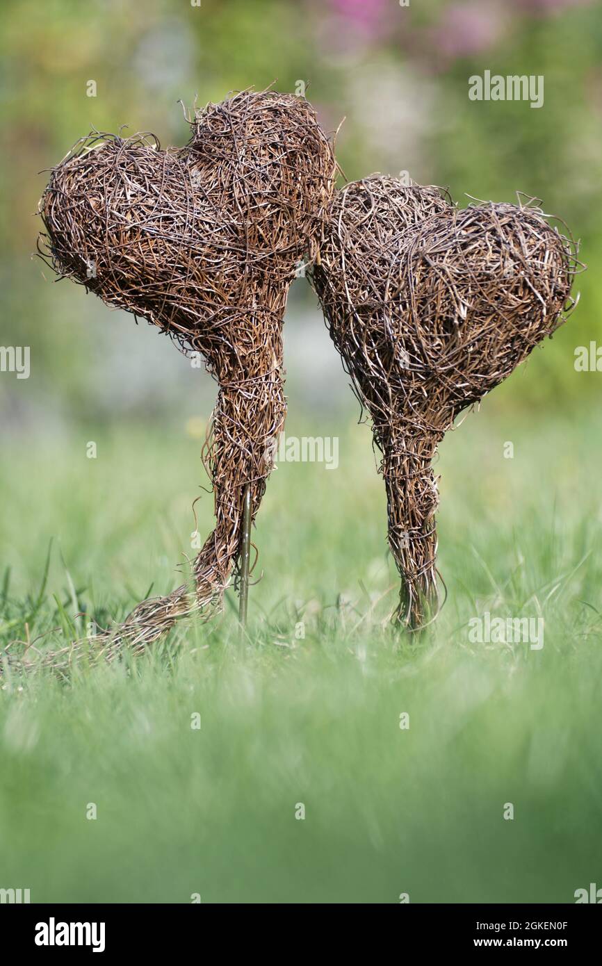 Hearts made from fine twigs Stock Photo - Alamy