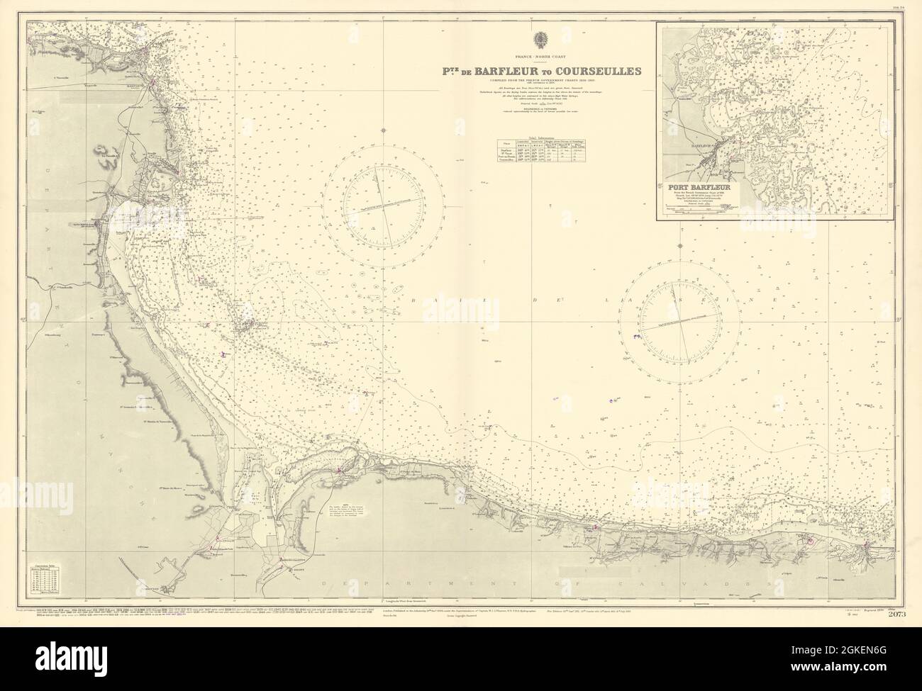 Normandy coast Omaha Gold D-Day beaches ADMIRALTY sea chart 1894 (1955 ...