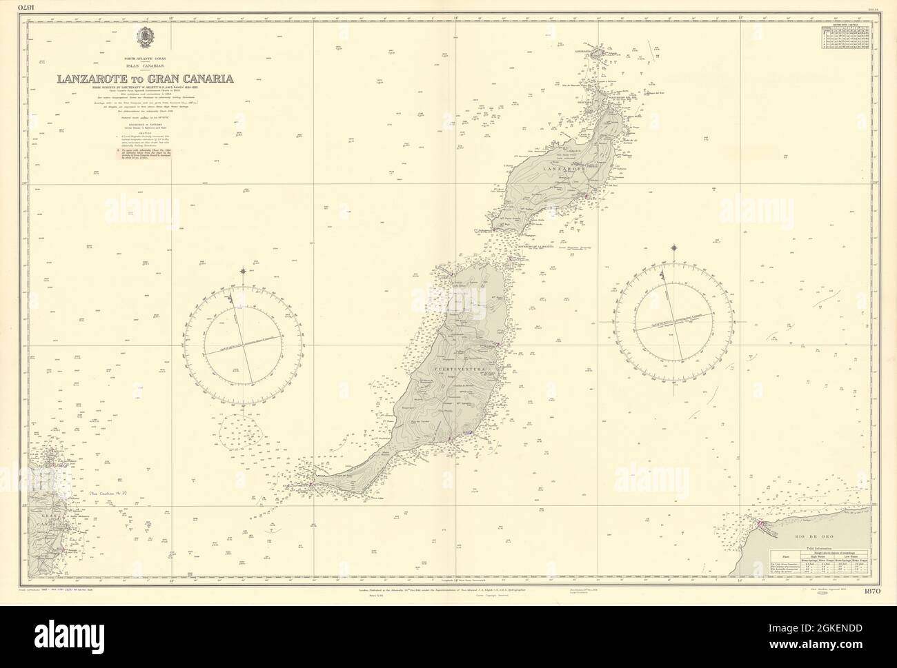 Canarias Lanzarote Fuerteventura Canary Islands ADMIRALTY chart 1940 ...