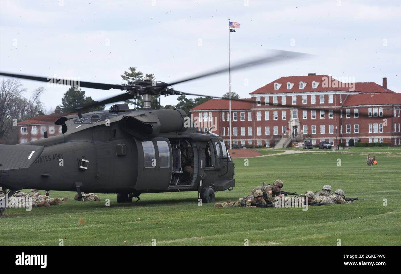 Four Blackhawk helicopters from Army Reserve Aviation Command at Godman ...