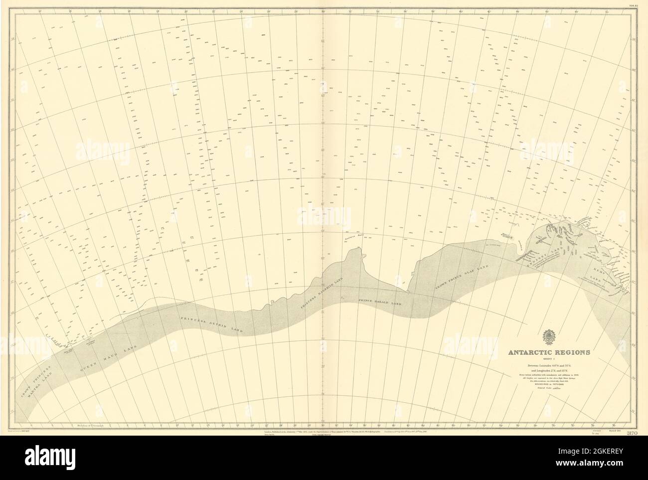 Antarctica 60-75˚S 2-55˚E Enderby Kemp Maud Land ADMIRALTY chart 1901 ...