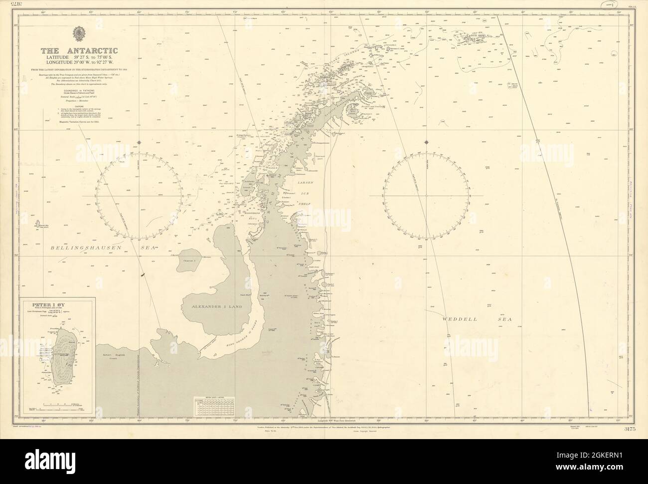 Antarctic Peninsula 59-75˚S 29-92˚W Graham Land ADMIRALTY chart 1954 ...