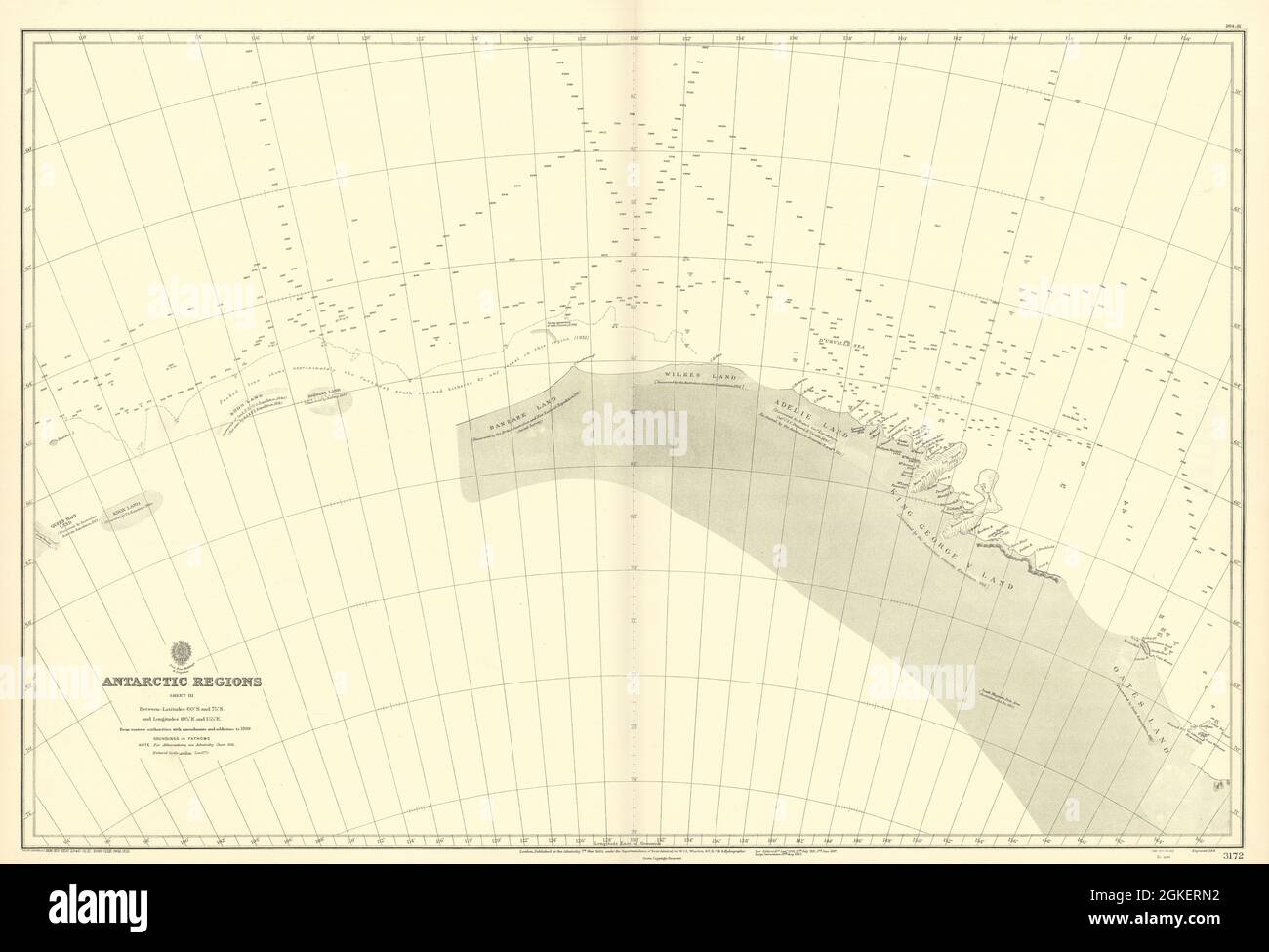 Antarctica 60-75˚S 105-155˚E Banzare Oates Land ADMIRALTY chart 1901 ...