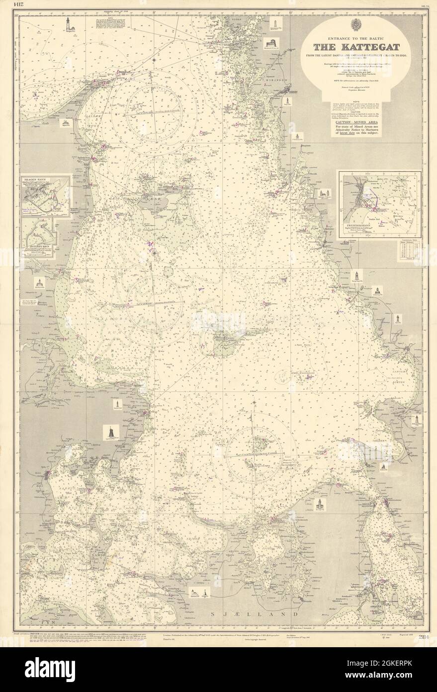 Kattegat Baltic ports lighthouses Denmark Sweden ADMIRALTY chart 1929 ...