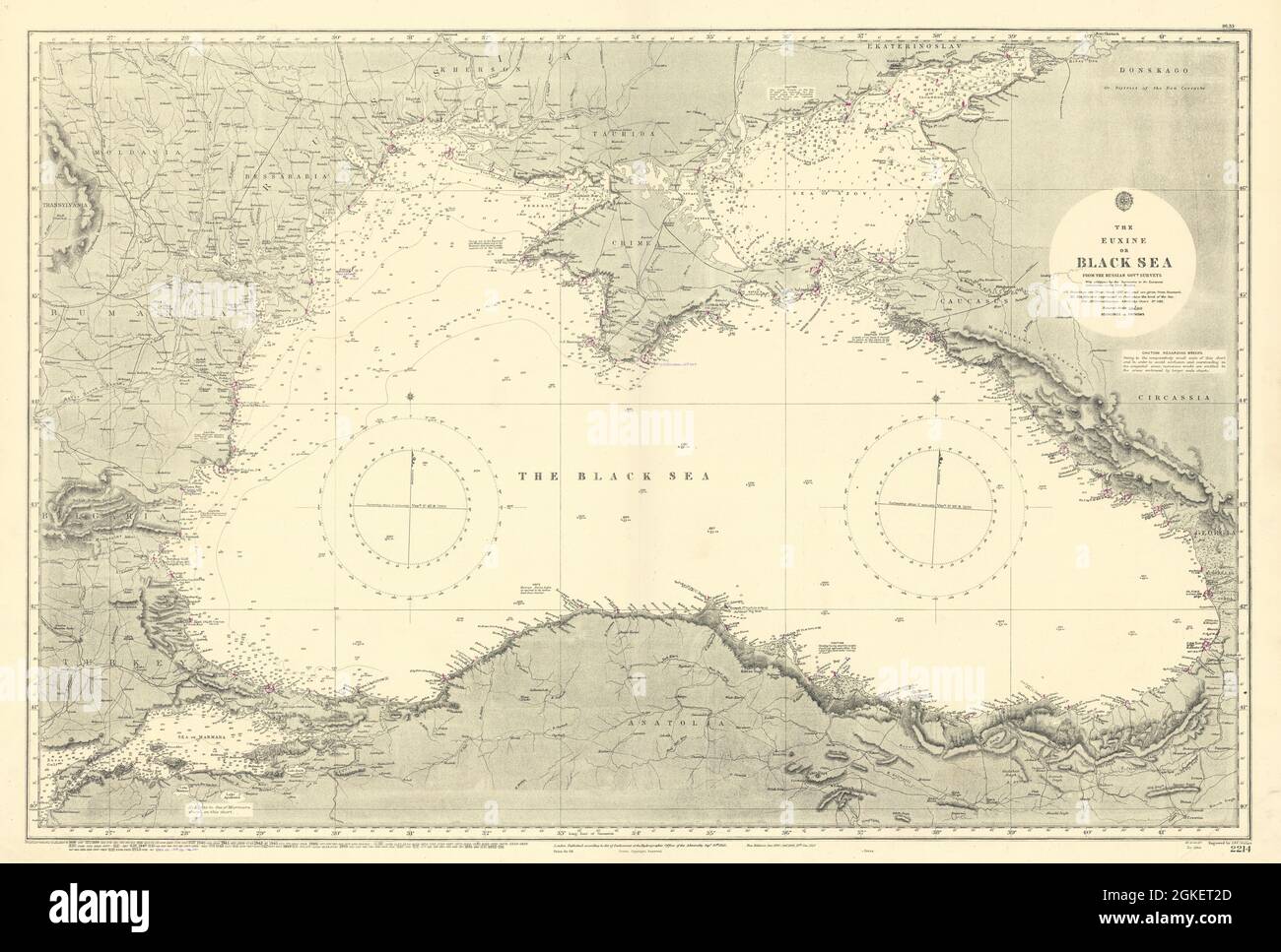 Euxine Black Sea Turkey Crimea Georgia coast ADMIRALTY sea chart 1853 ...