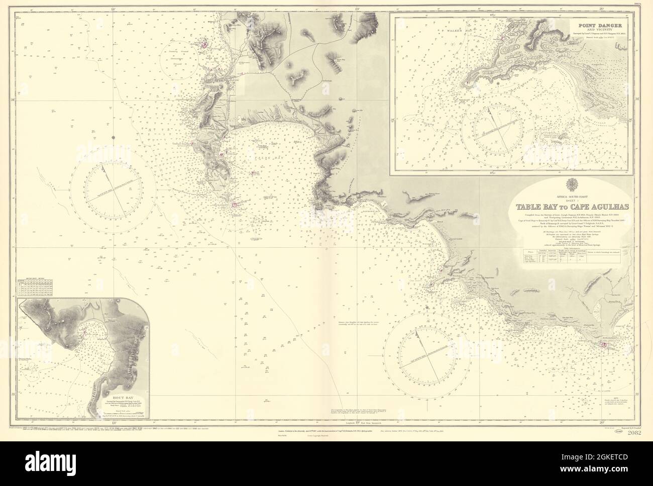 Cape Town Hout Table Bay Pt Danger South Africa ADMIRALTY chart 1867 ...