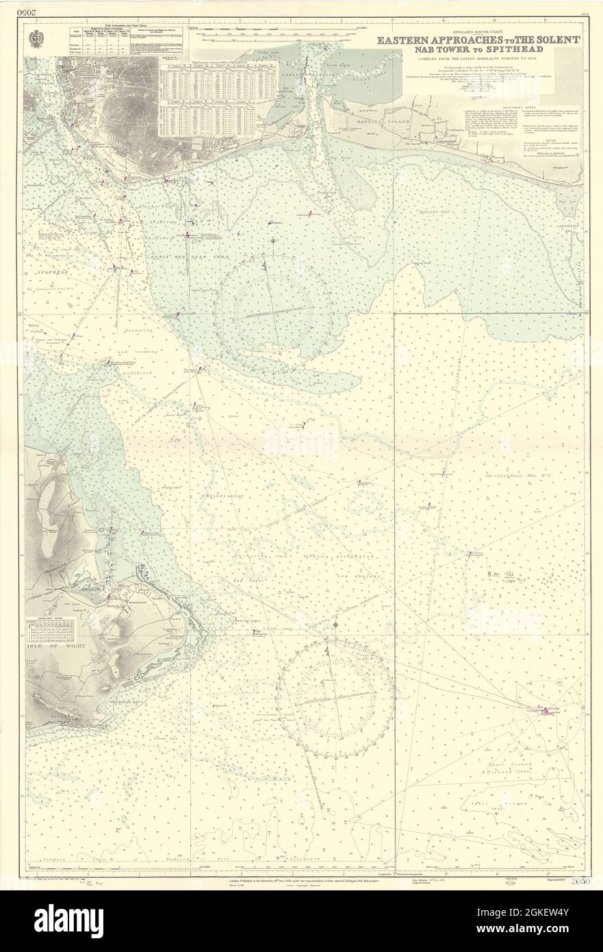 Solent eastern approach Spithead Portsmouth ADMIRALTY sea chart 1935 ...