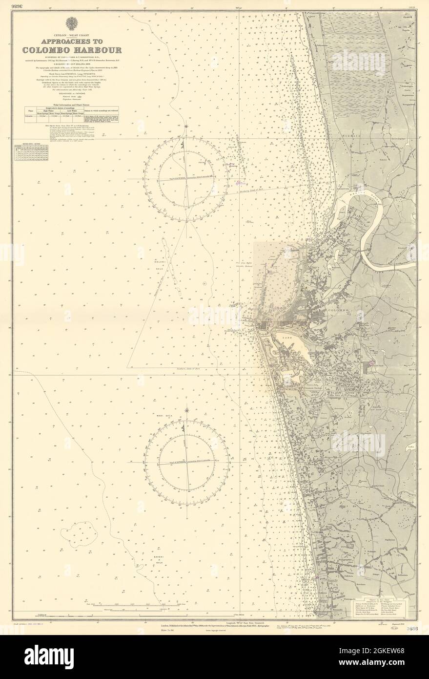 Colombo Harbour approaches Ceylon Sri Lanka. ADMIRALTY sea chart 1908 ...