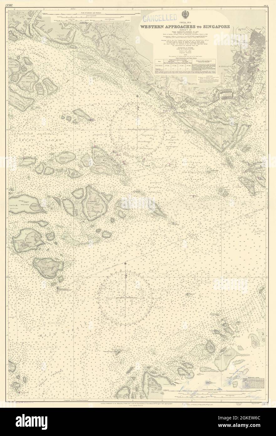 Singapore western approaches. Sheet 2. ADMIRALTY sea chart 1927 (1958 ...