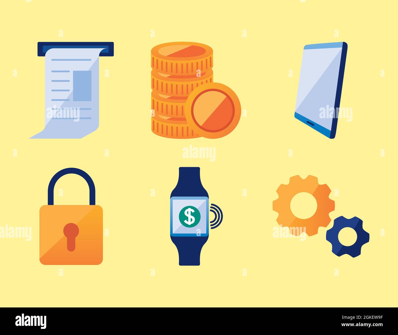 Payment solutions symbol set on yellow background Stock Vector Image ...