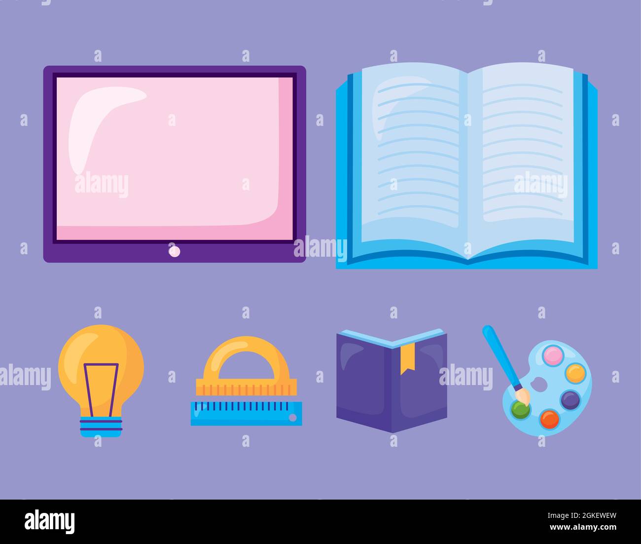 School icon collection on purple background Stock Vector Image & Art ...