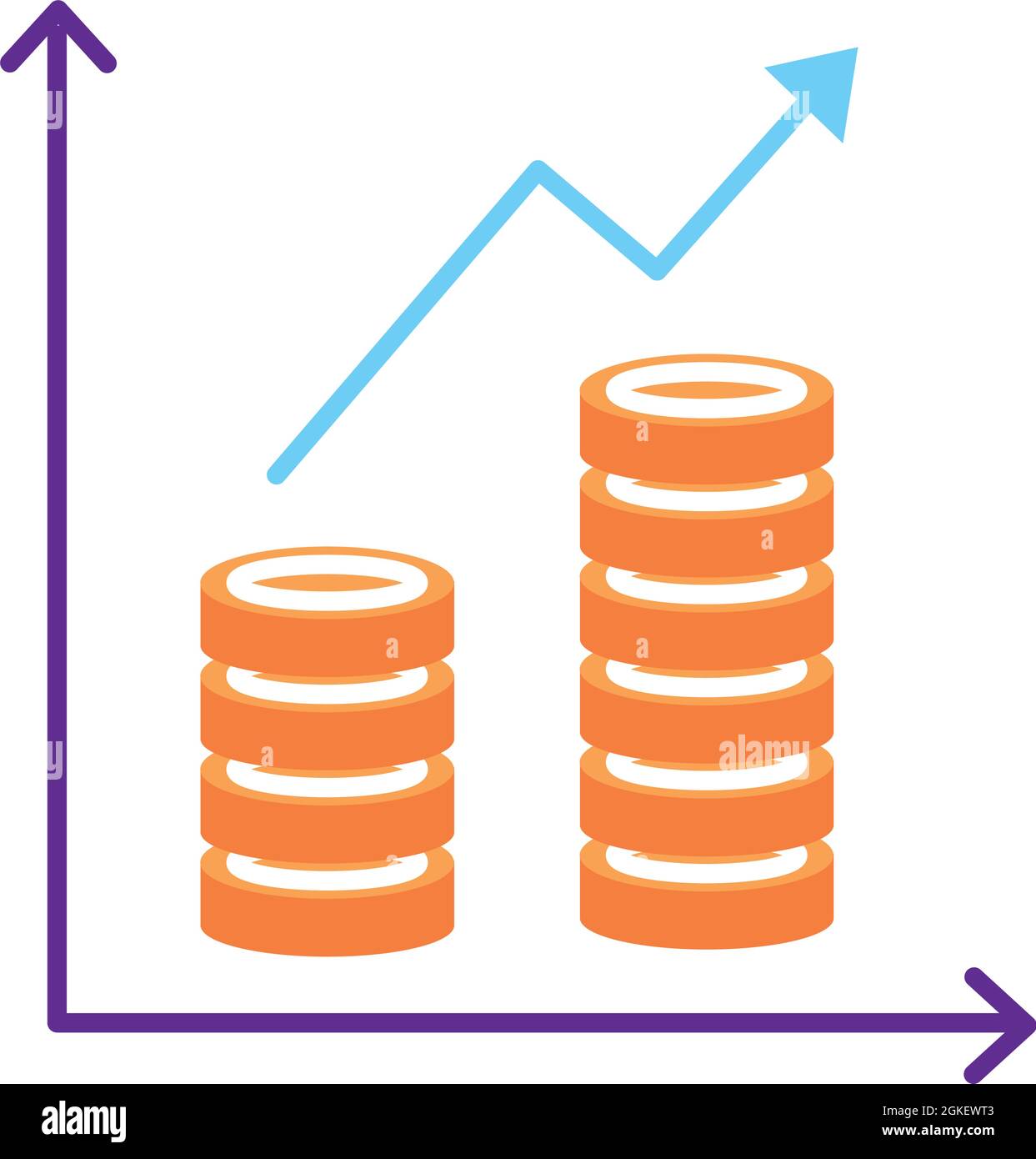 coins bars chart with increase arrow Stock Vector Image & Art - Alamy