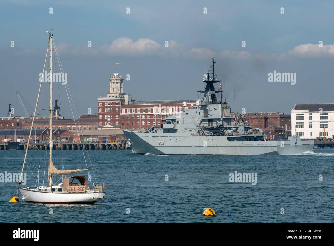 Portsmouth, England, UK. HMS Mersey P283 a river class offshore patrol ...