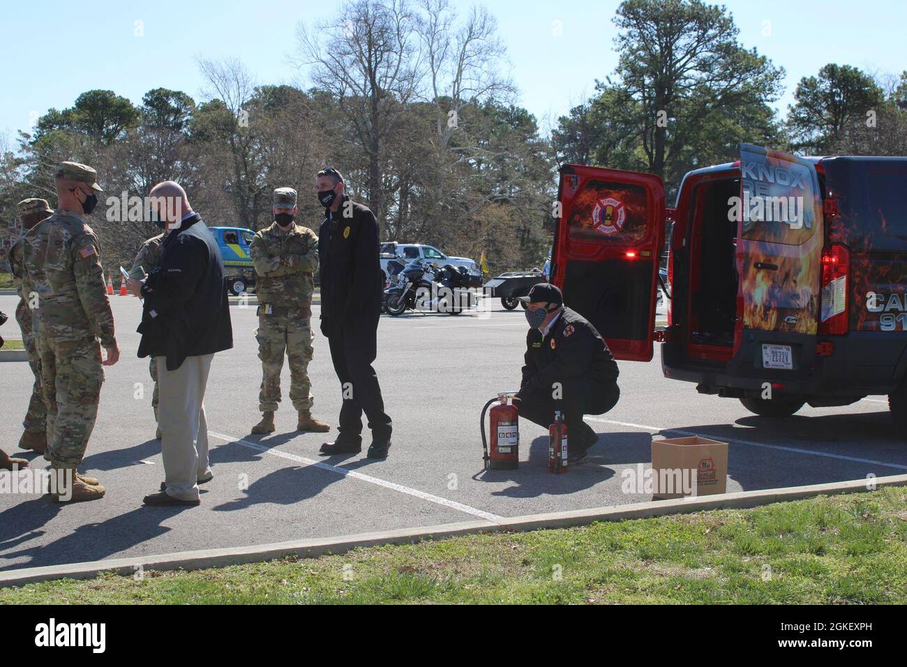 Firefighters from the Fort Knox Fire Department demonstrate how to use ...