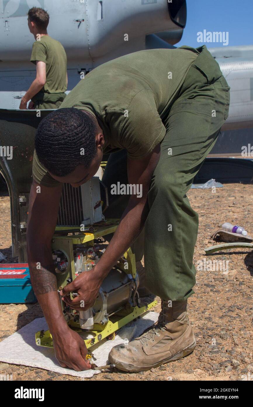 U.S. Marine Corps Lance Cpl. Davion Jackson, a helicopter airframe ...