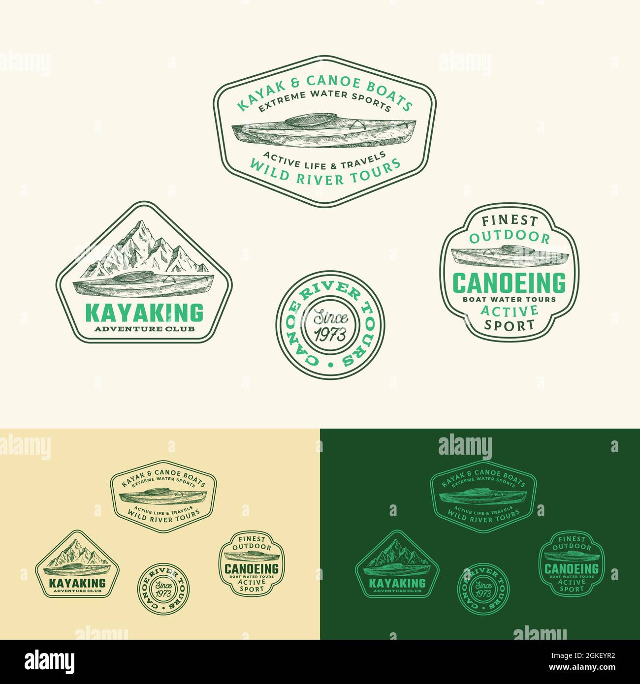 Kayaking Abstract Frame Signs, Labels or Logo Templates Collection ...