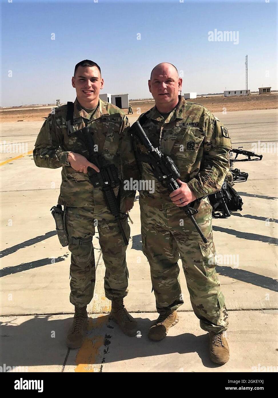 Sgt. 1st Class Christopher Dame arrives in theater with his son Spc ... Sgt. 1st Class Christopher Dame arrives in theater with his son Spc ...