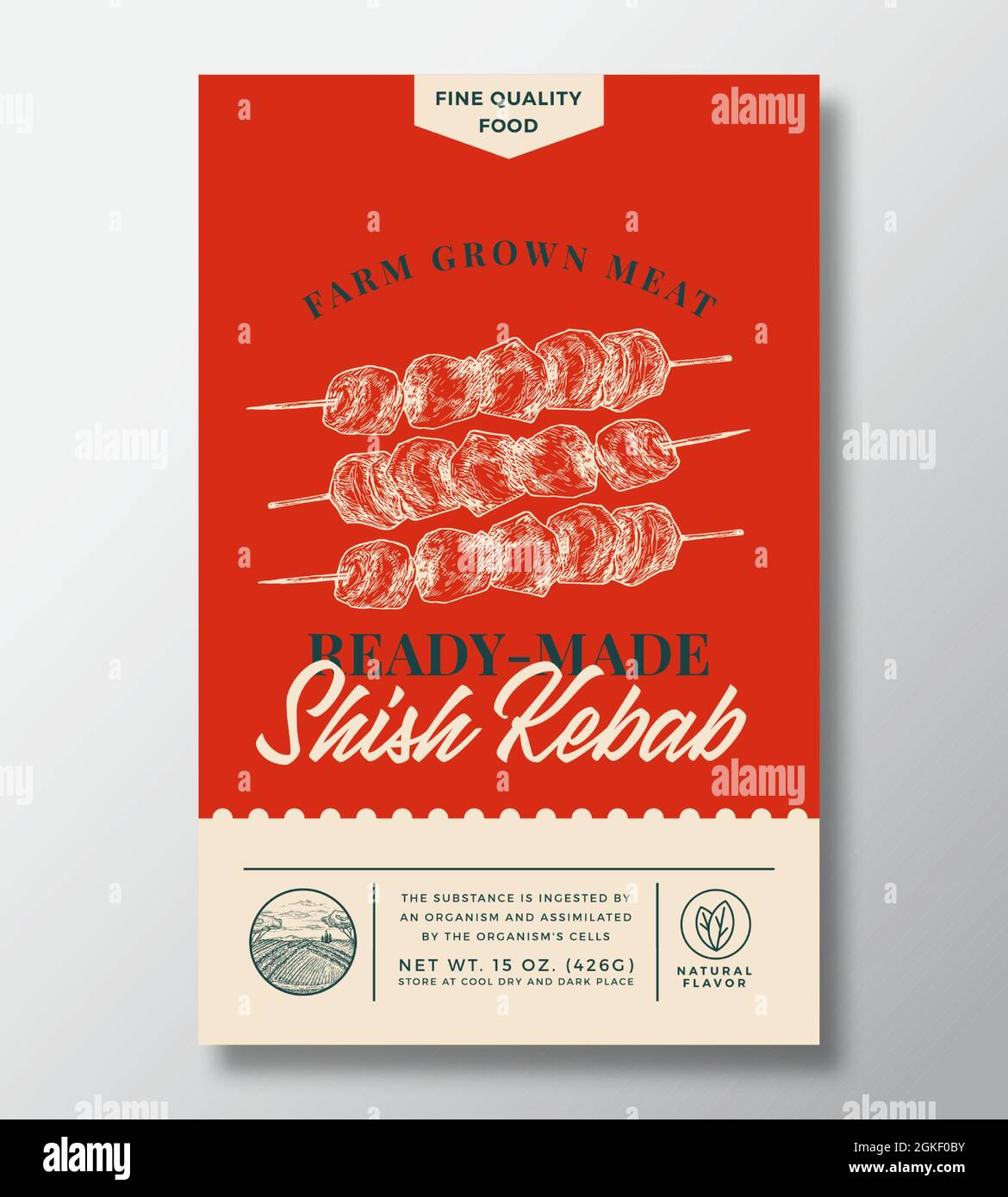Farm Grown Meat Abstract Vector Packaging Design or Label. Modern ...