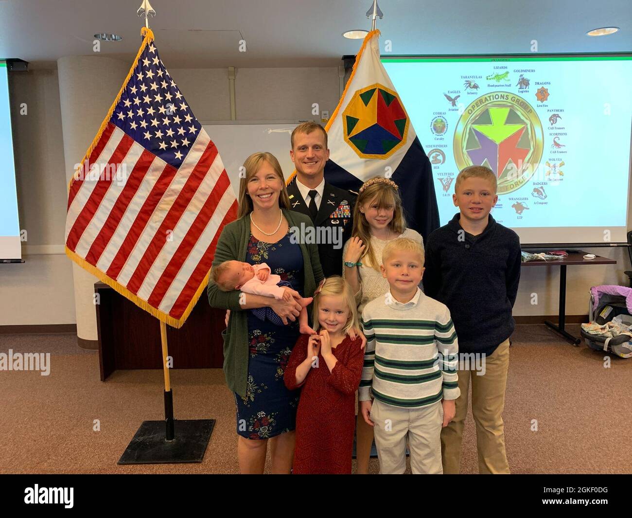 Lt. Col. Jim Nemec poses with wife, Lindsay Nemec and five children ...