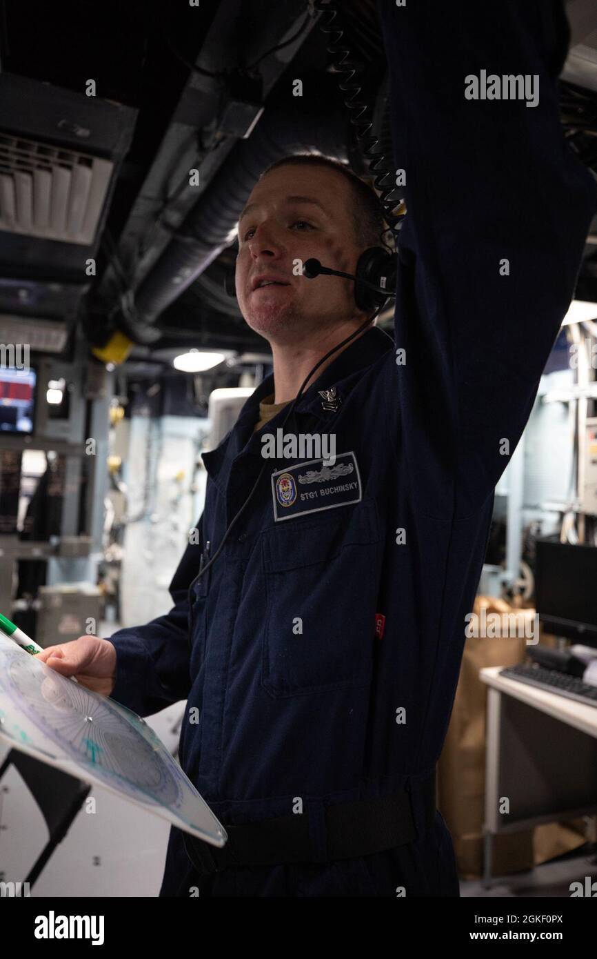 210403-N-CJ510-0058 MEDITERRANEAN SEA (April 3, 2021) Sonar Technician ...