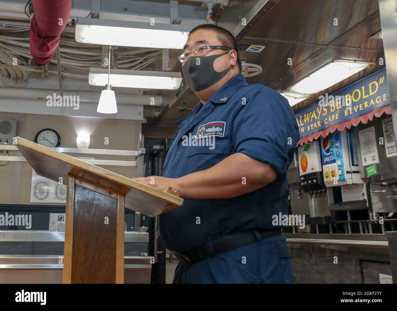 PHILIPPINE SEA (April 4, 2021) Boatswain’s Mate 2nd Class Nicholas Fox ...