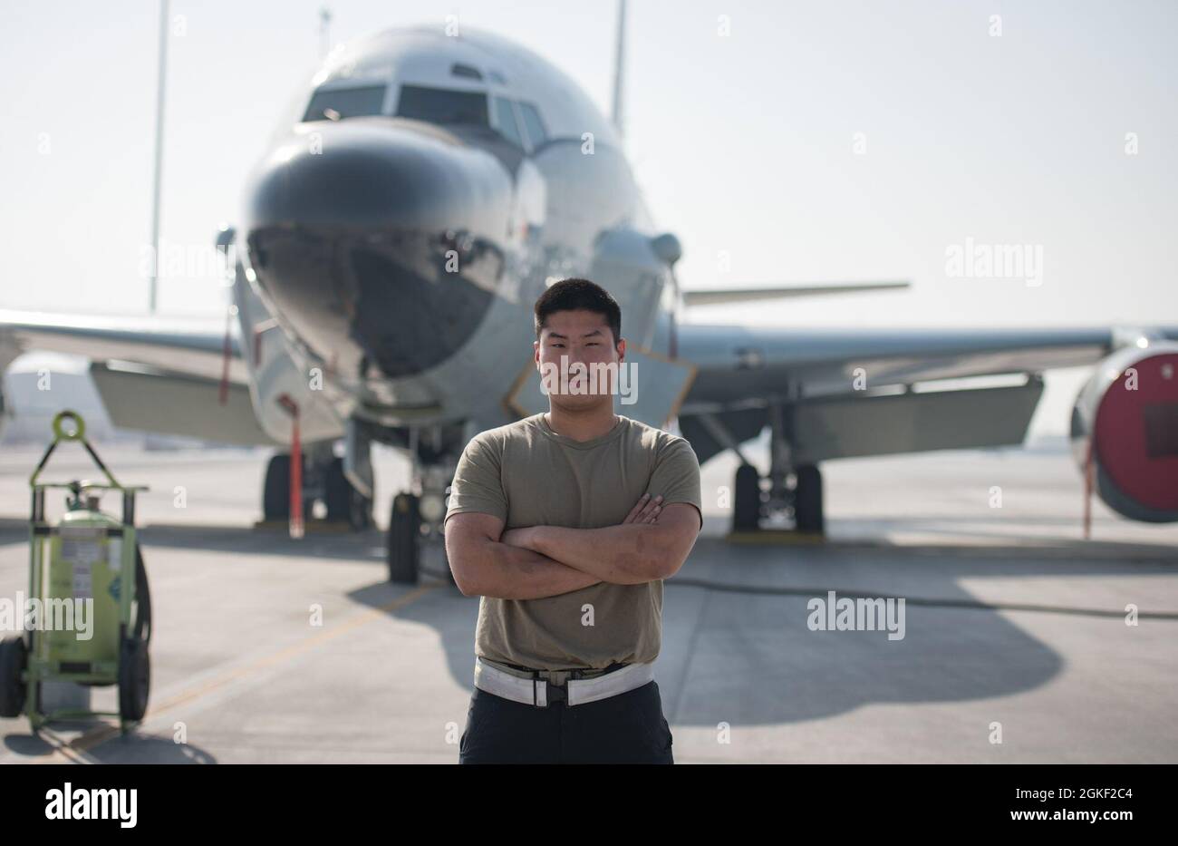 U.S. Air Force Airman Joshua Elmore, a crew chief for the 379th ...